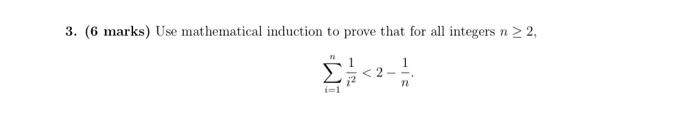 Solved 3. ( 6 marks) Use mathematical induction to prove | Chegg.com
