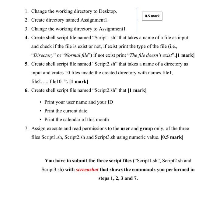 Solved 1. Change the working directory to Desktop. 2. Create | Chegg.com