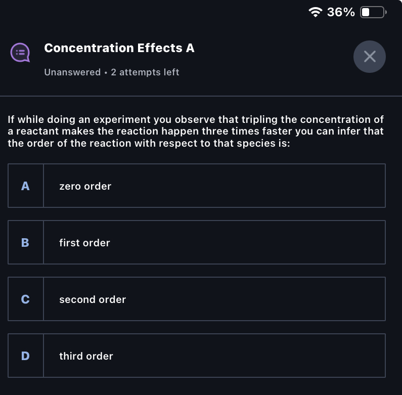 Solved 36%Concentration Effects AUnanswered • 2 ﻿attempts | Chegg.com