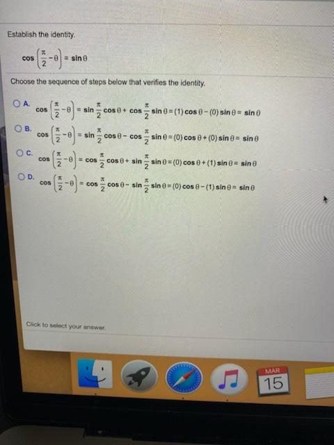Solved Establish the identity COS - sine Choose the sequence | Chegg.com