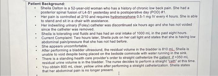 Solved Patient Background: - Sheila Dalton is a 52-year-old | Chegg.com