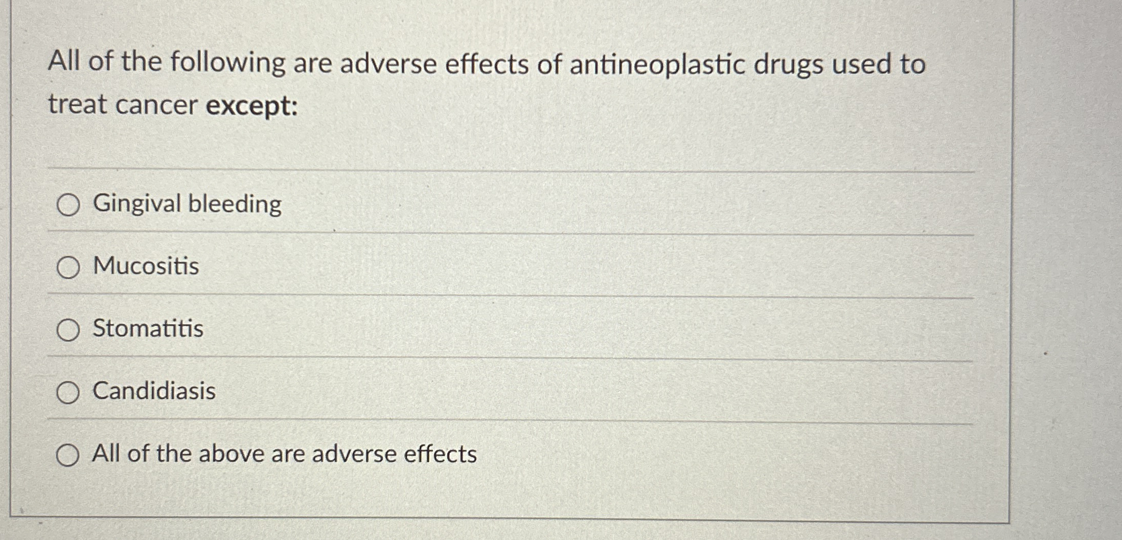 Solved All of the following are adverse effects of | Chegg.com