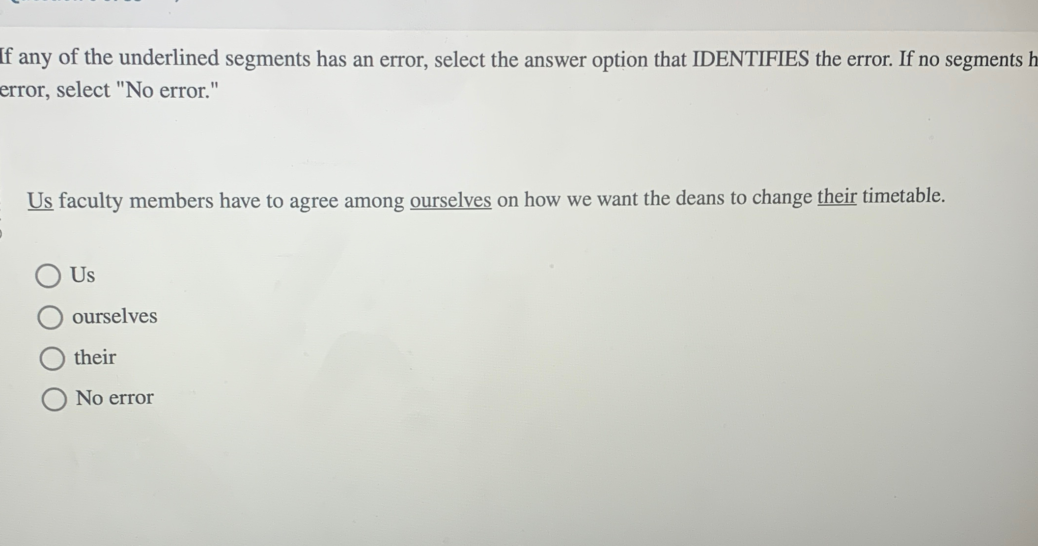 Solved If any of the underlined segments has an error, | Chegg.com
