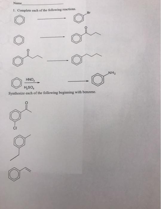 Solved Name 1. Complete each of the following reactions. Br | Chegg.com