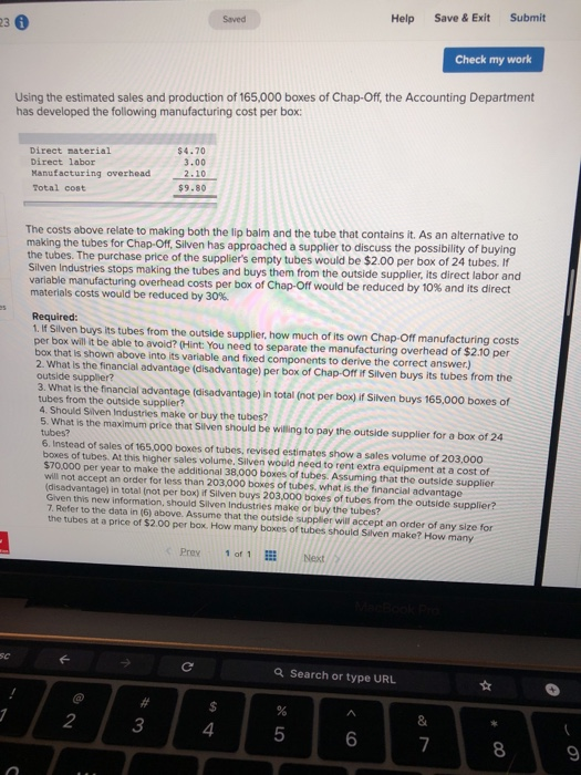 Solved ob 12-23 Saved Help Save & Exit Submit Check my work | Chegg.com