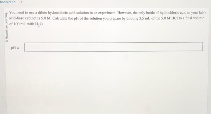 Solved You need to use a dilute hydrochloric acid solution | Chegg.com