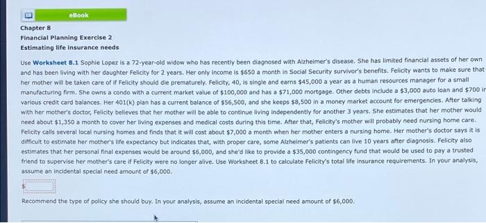 Solved eBook Chapter 8 Financial Planning Exercise 2 | Chegg.com