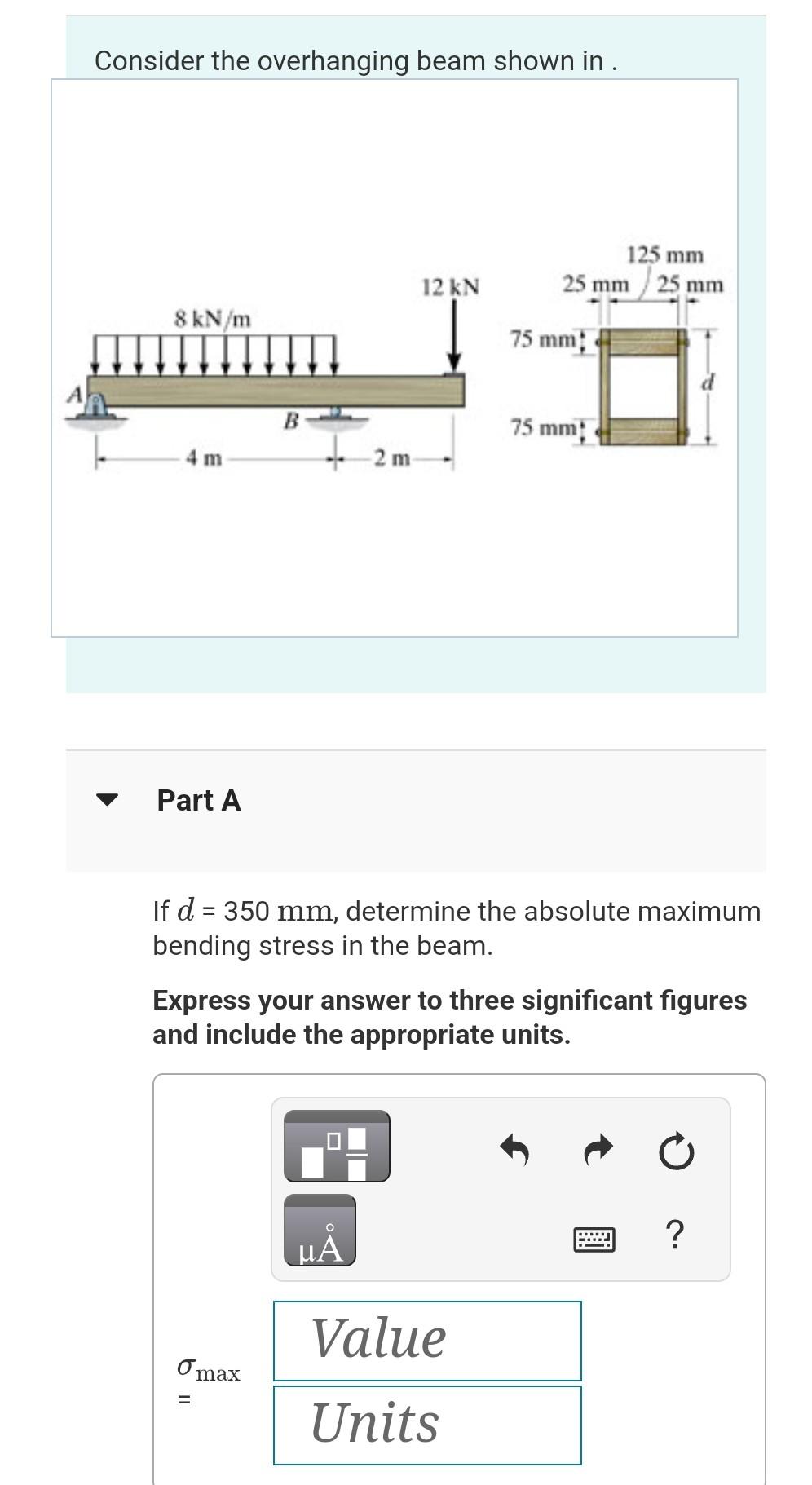 Solved Consider the overhanging beam shown in . Part A If | Chegg.com