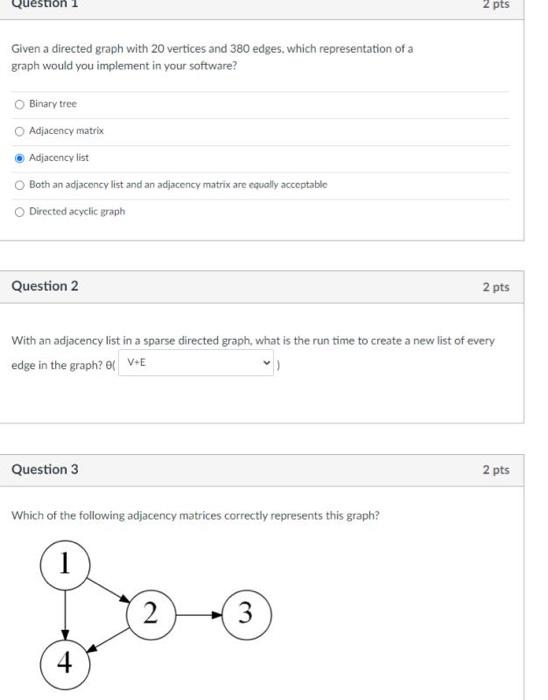 Solved Question 2 pts Given a directed graph with 20 | Chegg.com