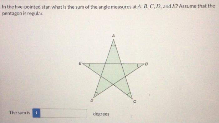 Solved In the five-pointed star, what is the sum of the | Chegg.com
