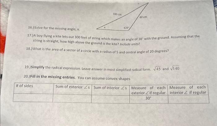 Solved 17.) A boy flying a kite lets out 300 feet of string | Chegg.com