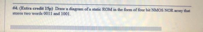 Solved #4. (Extra credit 15p) Draw a diagram of a static ROM | Chegg.com