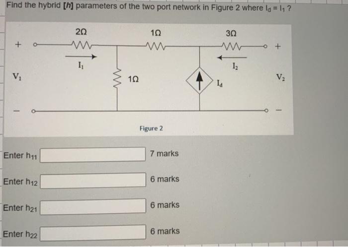 Solved Find the hybrid [h] parameters of the two port | Chegg.com