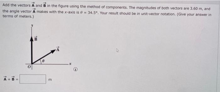 Solved Add the vectors A and B in the figure using the | Chegg.com