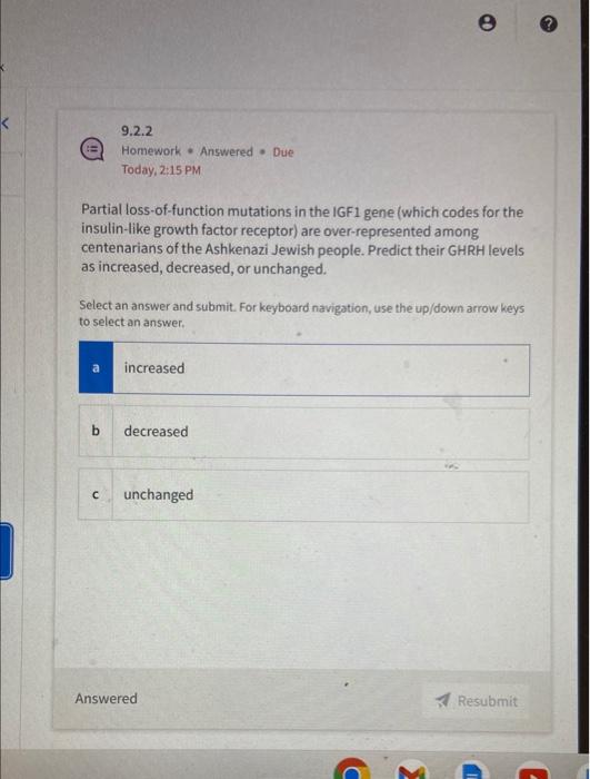 Solved Partial loss-of-function mutations in the IGF1 gene | Chegg.com