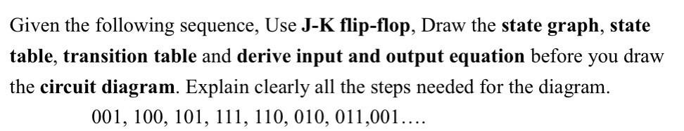 Solved Given the following sequence, Use J-K flip-flop, Draw | Chegg.com