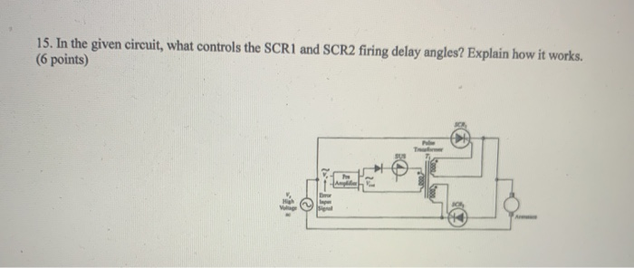 Solved 15. In the given circuit, what controls the SCR1 and | Chegg.com