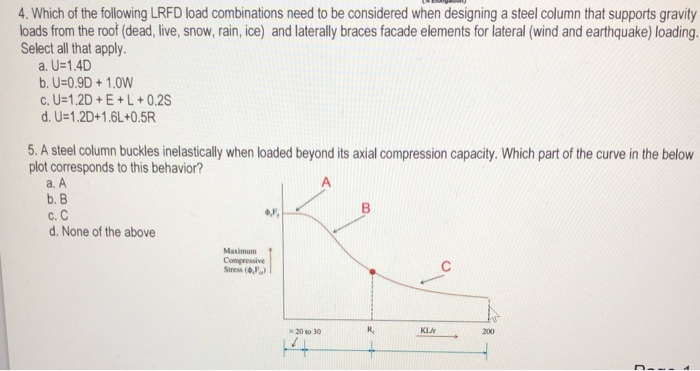 Solved 4. Which of the following LRFD load combinations need | Chegg.com
