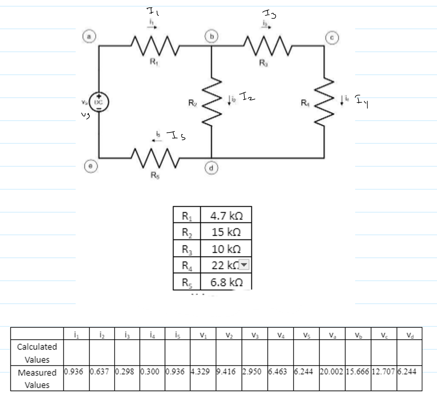 Find The Calculated Values Please1. ﻿Write (KCL) | Chegg.com