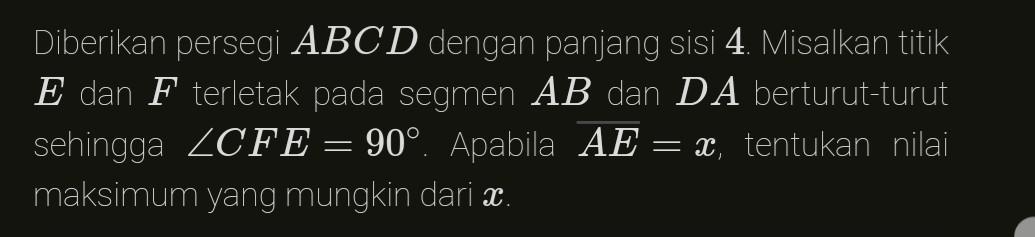 Diberikan persegi ABCD dengan panjang sisi 4. | Chegg.com