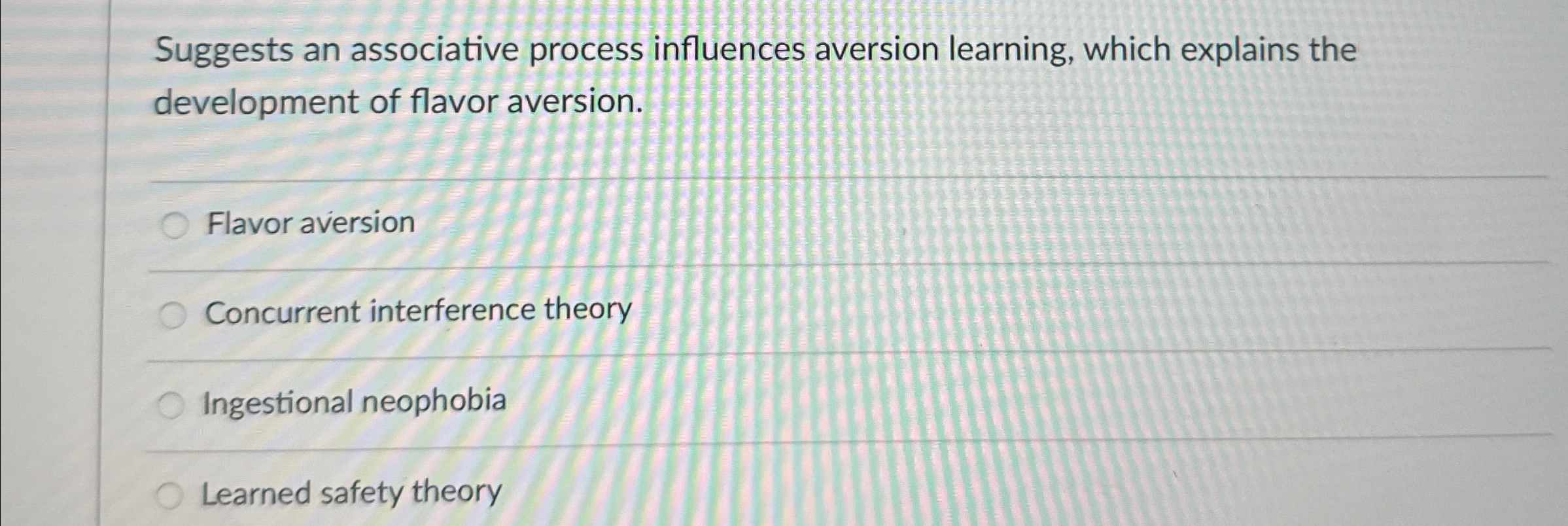 Solved Suggests an associative process influences aversion | Chegg.com