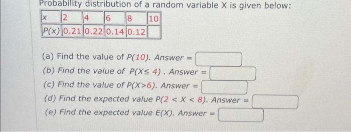 Solved Probability distribution of a random variable \\( | Chegg.com