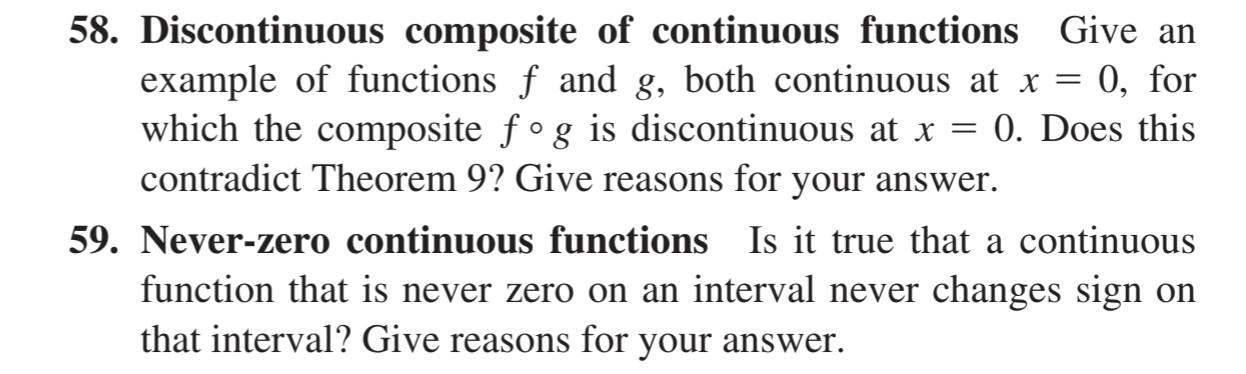 Solved Discontinuous composite of continuous functions Give | Chegg.com