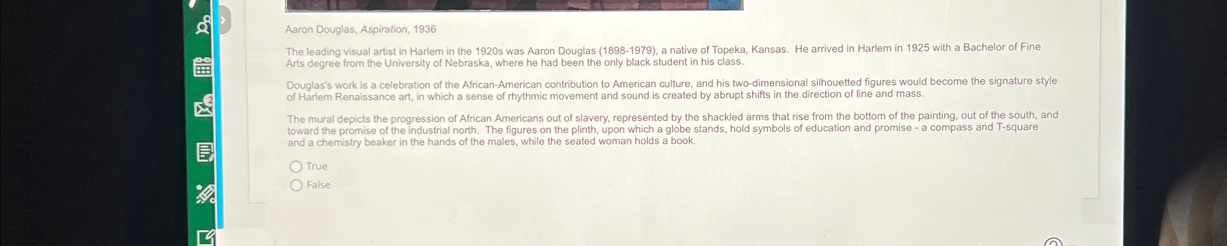 Solved Aaron Douglas, Aspiration, 1936The leading visual | Chegg.com