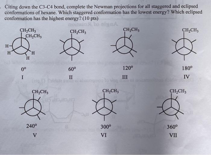 Solved - Citing down the C3-C4 bond, complete the Newman | Chegg.com