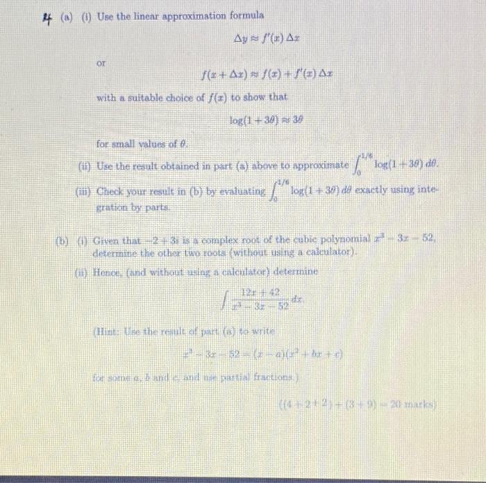 Solved (a) (i) Use the linear approximation formula | Chegg.com