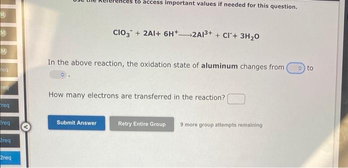 Solved ClO3−+2Al+6H+ 2Al3++Cl−+3H2O In the above reaction, | Chegg.com