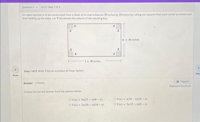 Solved An open-top box is to be constructed from a sheet of | Chegg.com