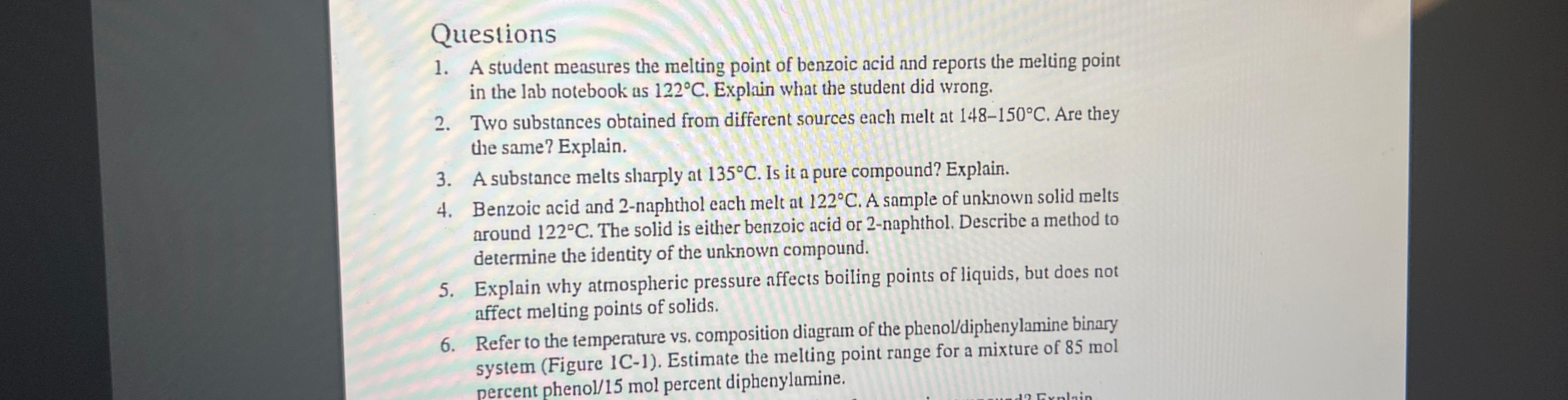 Solved QuestionsA student measures the melting point of | Chegg.com