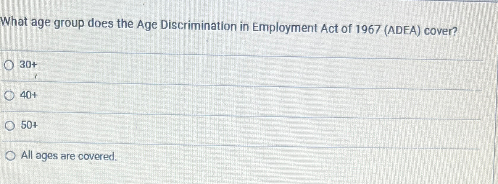 Solved What age group does the Age Discrimination in | Chegg.com