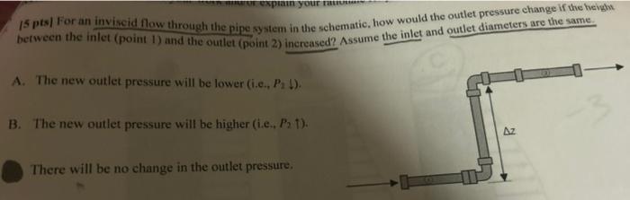 Solved I5 pts] For an inviscid flow through the pipe system | Chegg.com