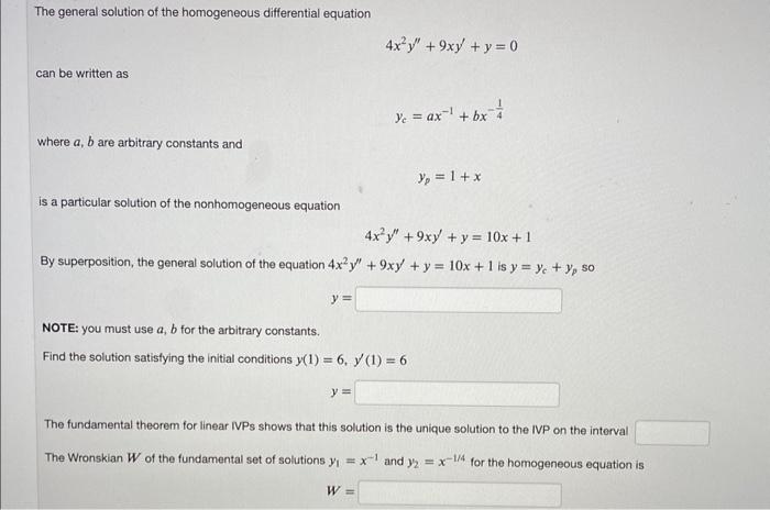 Solved The general solution of the homogeneous differential | Chegg.com