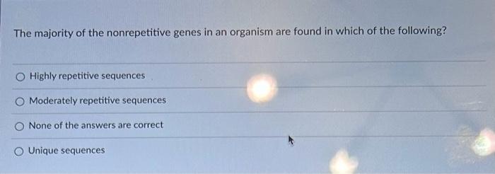 Solved The majority of the nonrepetitive genes in an | Chegg.com