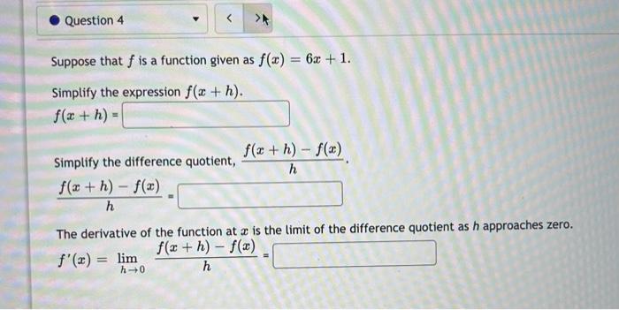 Solved Suppose that f is a function given as f(x)=6x+1. | Chegg.com