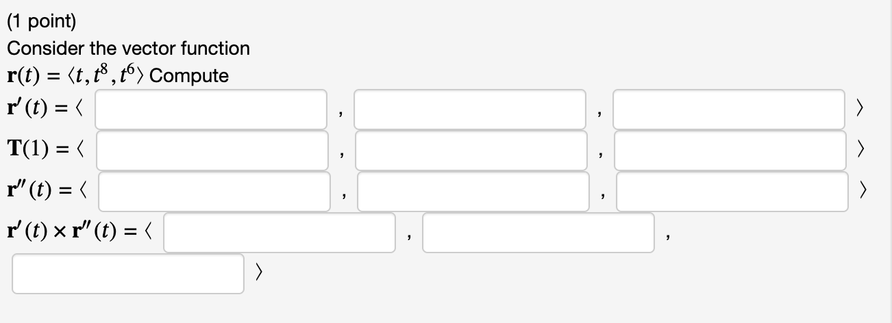 Solved (1 ﻿point)Consider the vector function | Chegg.com