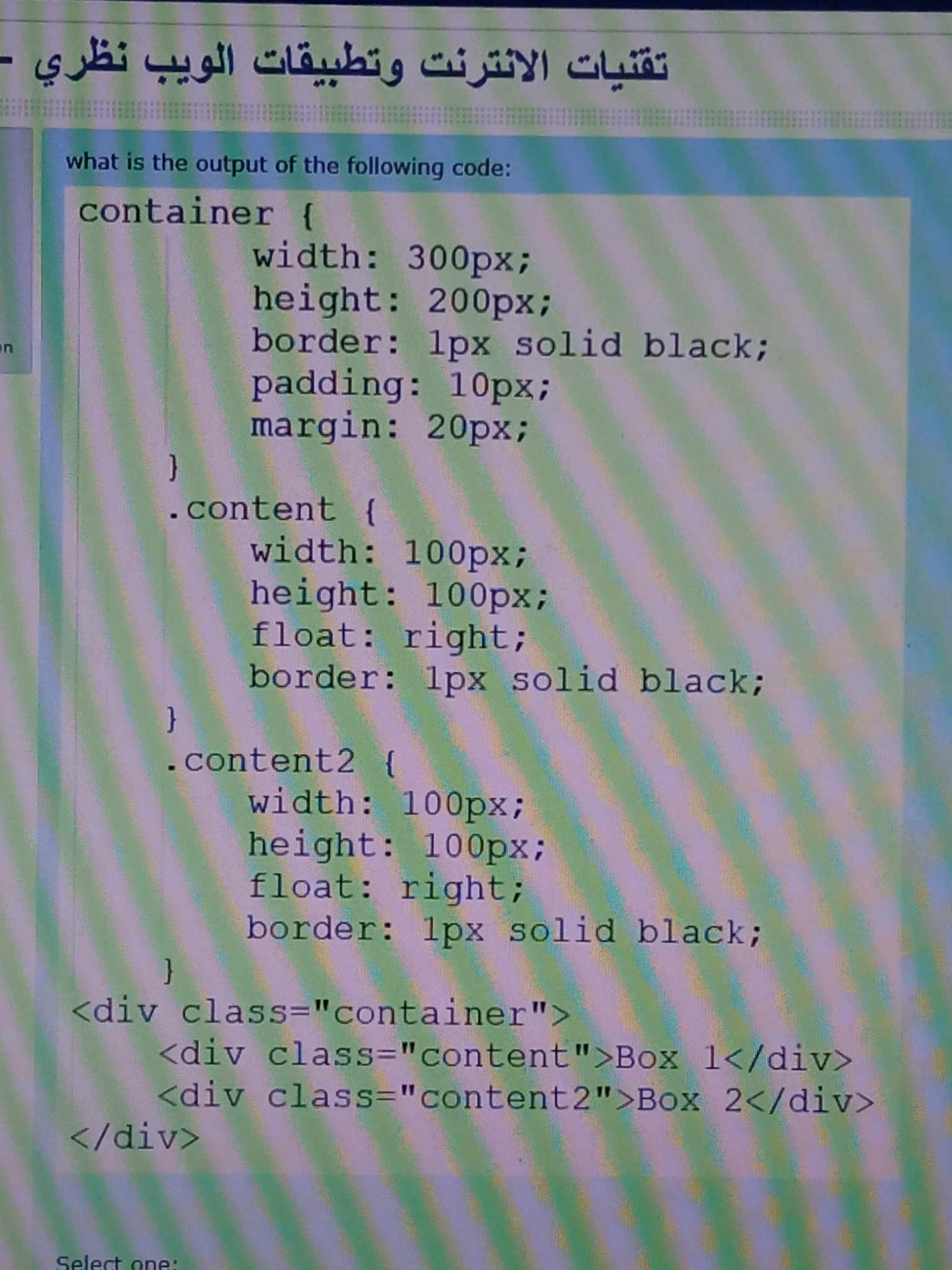 Solved container { ﻿ height: 200px; padding: 10px;} | Chegg.com