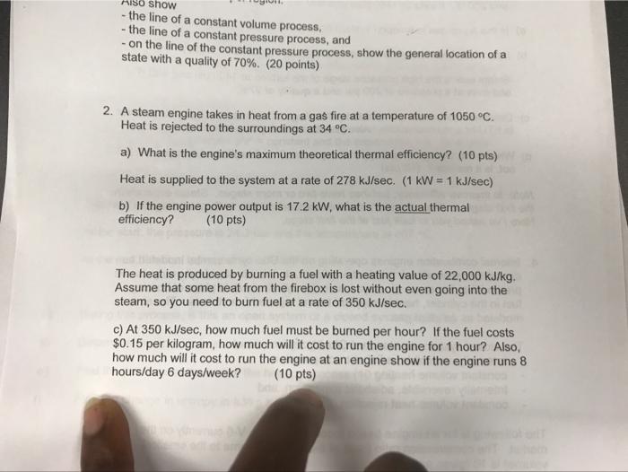 Solved show - the line of a constant volume process, - the | Chegg.com