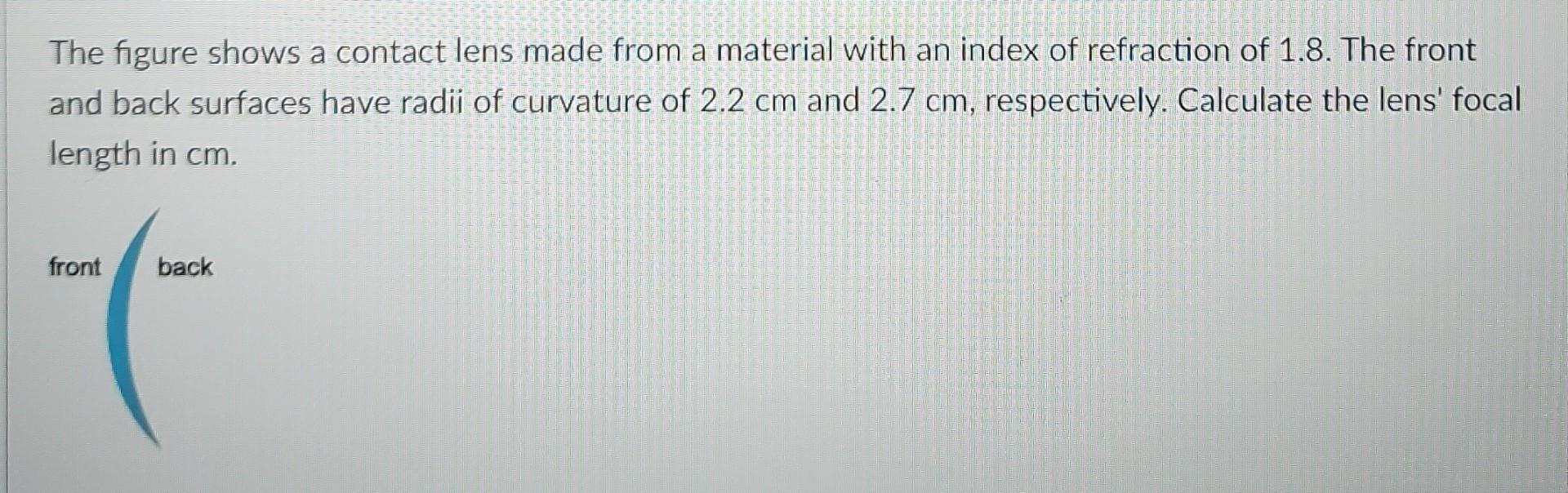 Solved The figure shows a contact lens made from a material | Chegg.com