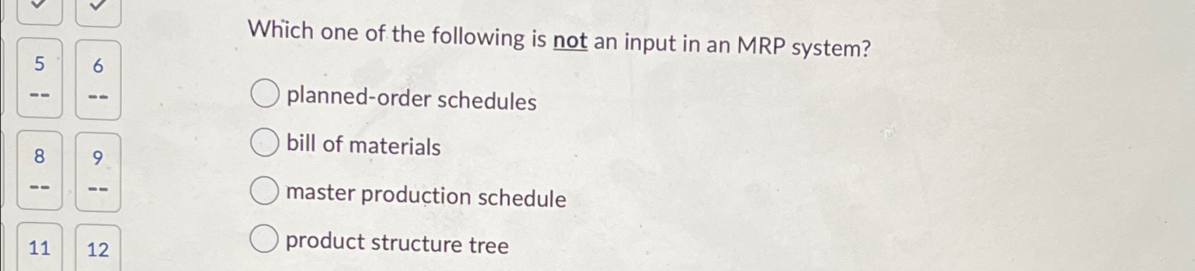 Solved Which one of the following is not an input in an MRP | Chegg.com