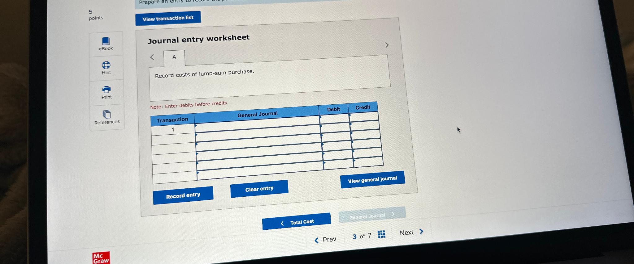 5pointsView transaction listJournal entry | Chegg.com