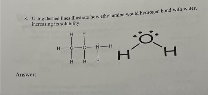 Solved 8. Using dashed lines illustrate how ethyl amine | Chegg.com
