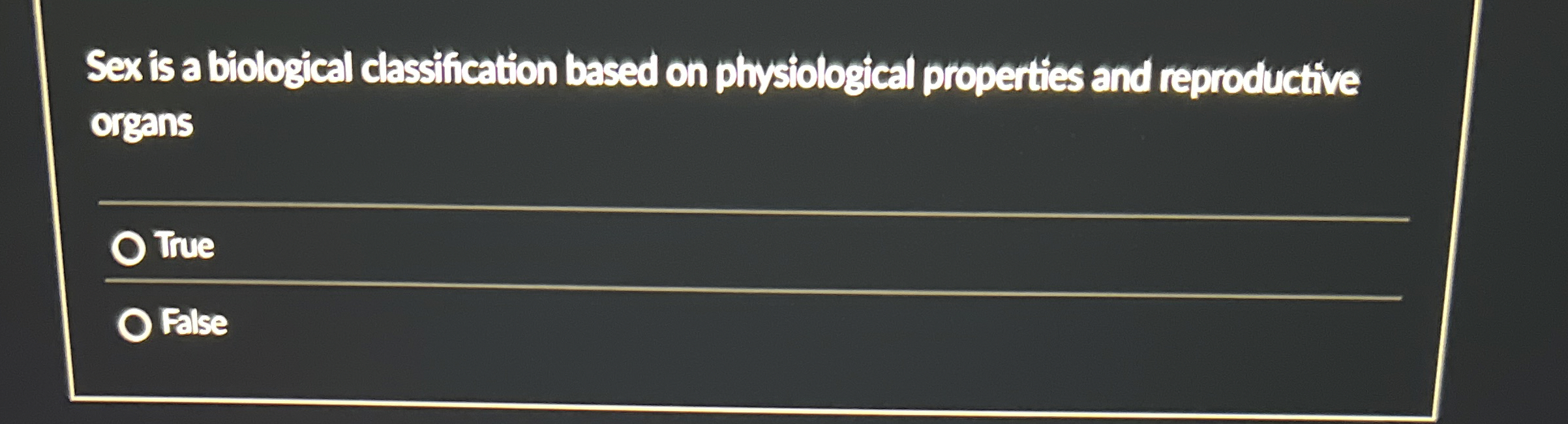 Solved Sex is a biological classification based on | Chegg.com