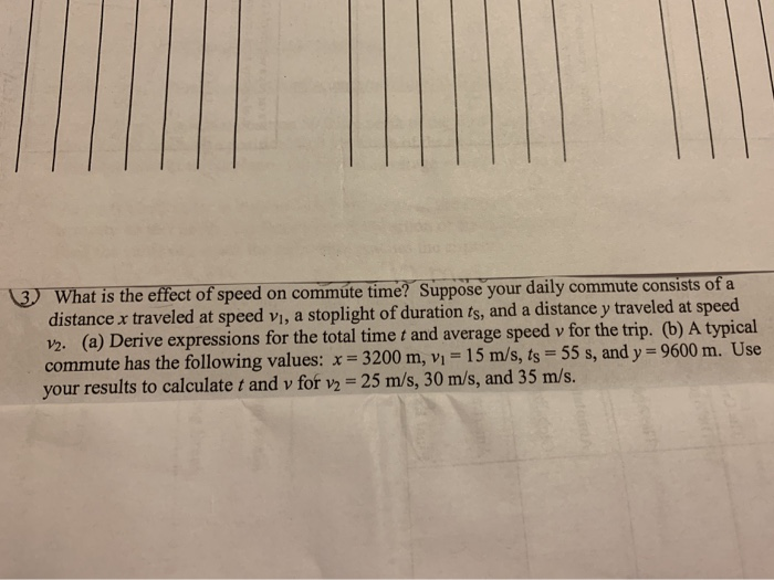 Solved 3) What is the effect of speed on commute time? | Chegg.com