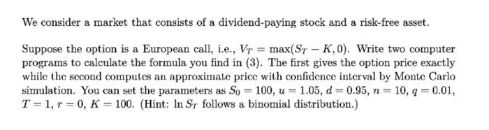 Solved We consider a market that consists of a | Chegg.com