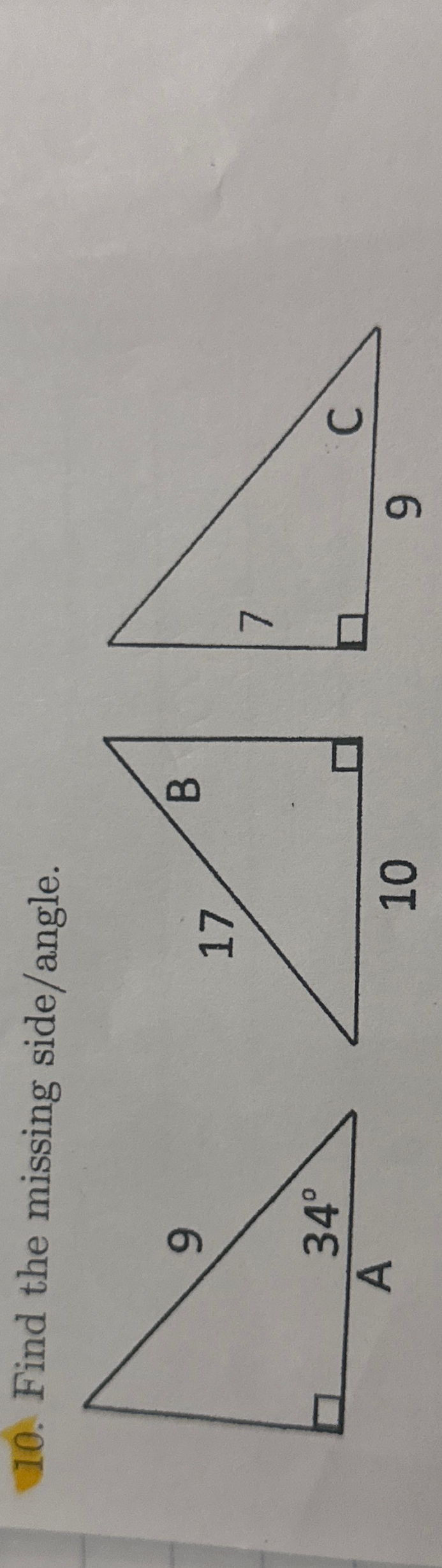 Solved Find the missing side/angle. | Chegg.com