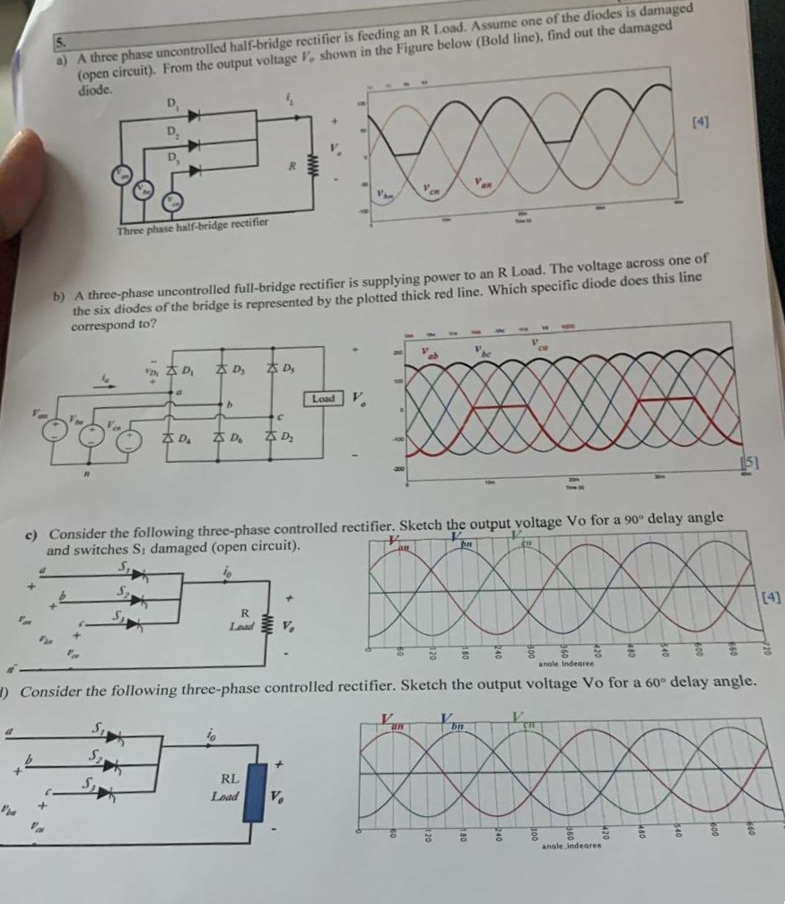 Solved A three phase uncontrolled half-bridge rectifier is | Chegg.com